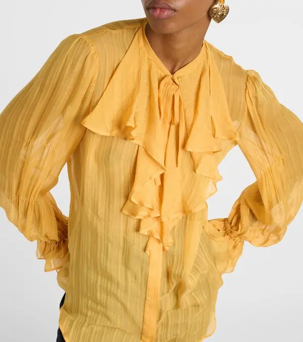 Etro Ruffled Silk Blouse - Yellow