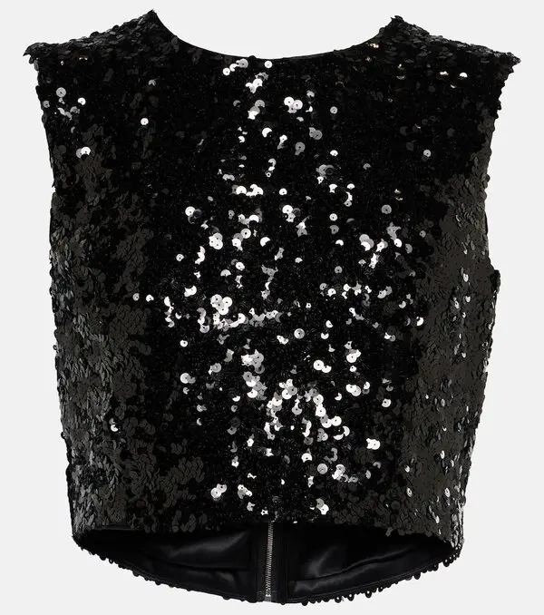Dolce & Gabbana Sequined Crop Top - Black