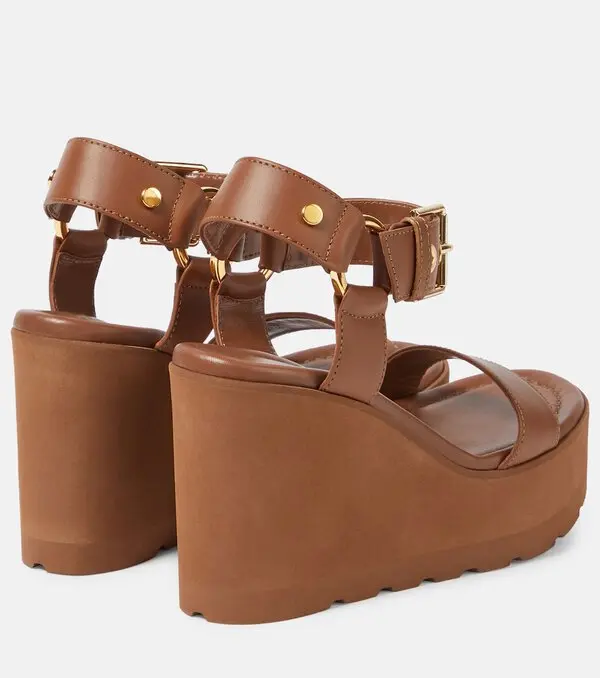GIANVITO ROSSI Leather Platform Wedge Sandals