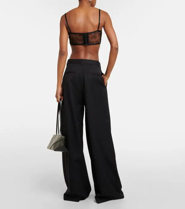 Wardrobe.NYC Floral Lace Bralette - Black