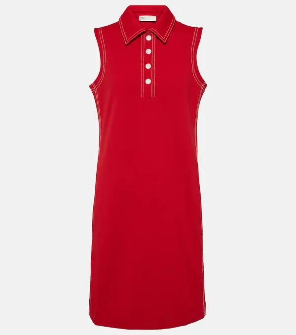 Tory Burch Contrast Stitch Polo Minidress