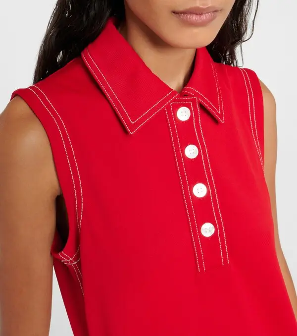 Tory Burch Contrast Stitch Polo Minidress
