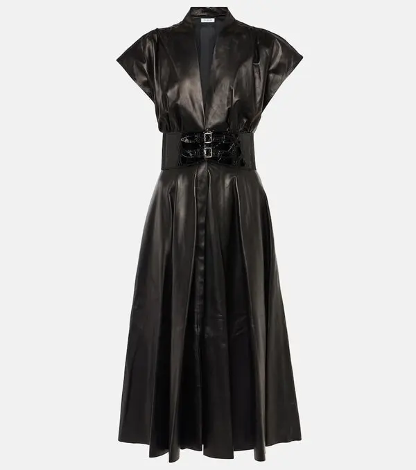 Alaïa Belted Leather Midi Dress