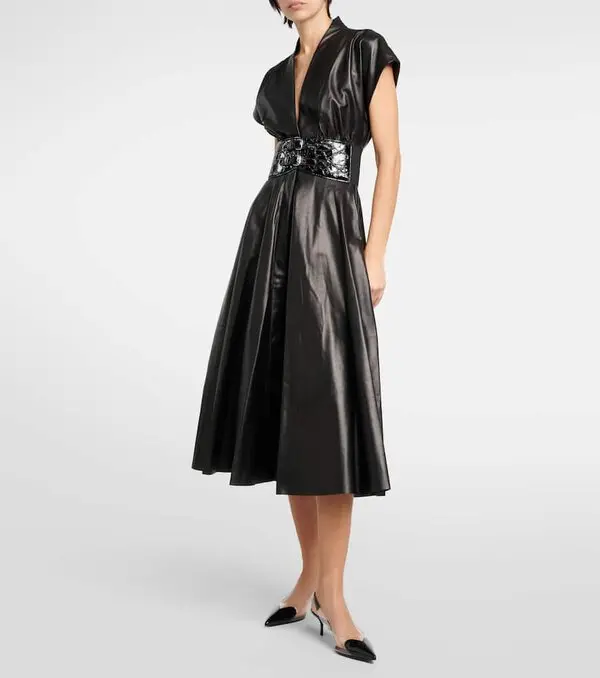 Alaïa Belted Leather Midi Dress