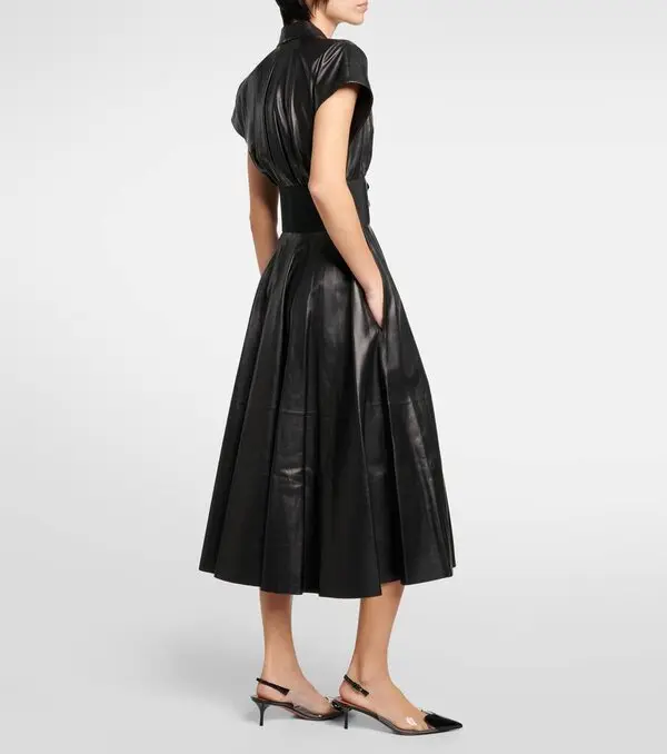 Alaïa Belted Leather Midi Dress