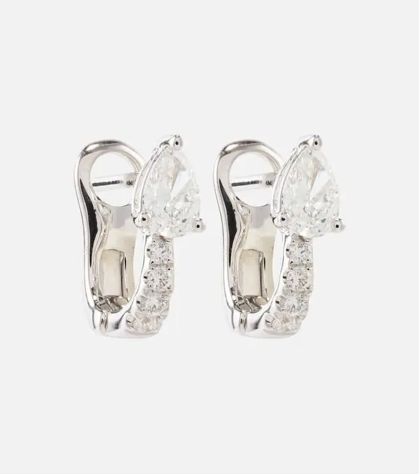 ANITA KO - 18kt White Gold Huggies With Diamonds