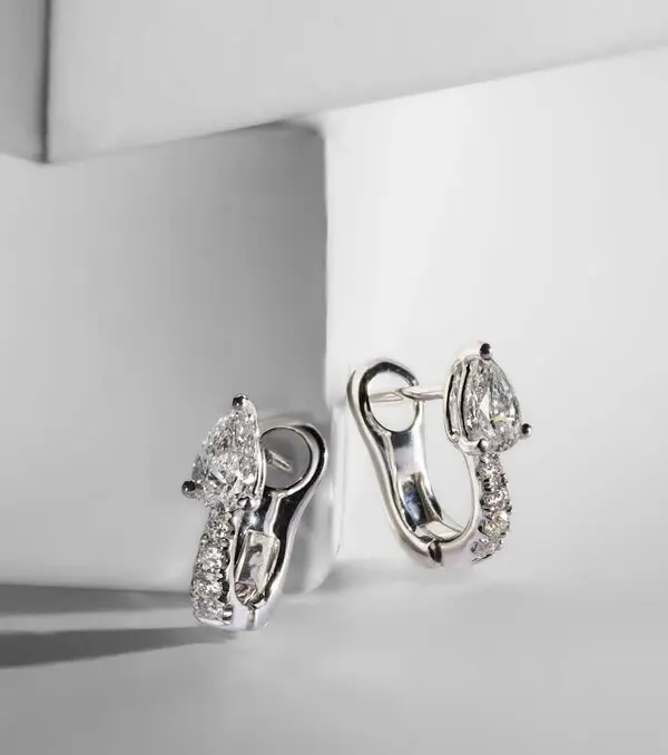 ANITA KO - 18kt White Gold Huggies With Diamonds