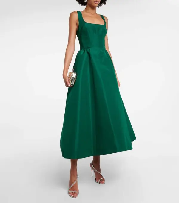 Carolina Herrera Silk Midi Dress In Green - 30% Off | Editorialist