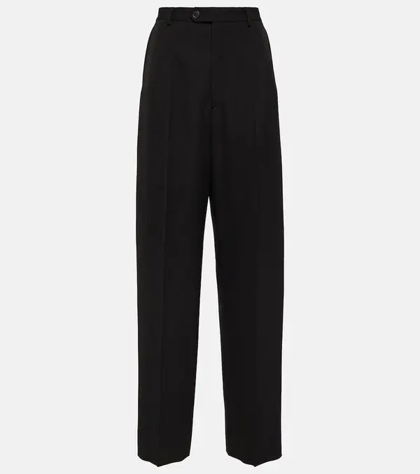 Balenciaga Mid-rise Wide-leg Wool Pants - Black