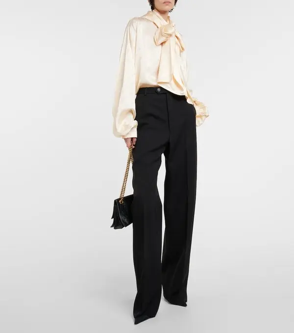 Balenciaga Mid-rise Wool Wide-leg Pants