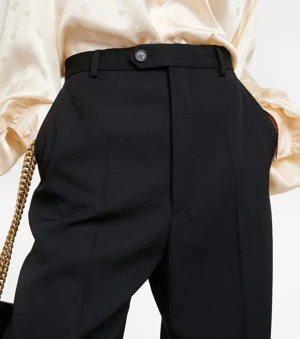 Balenciaga Mid-rise Wool Wide-leg Pants