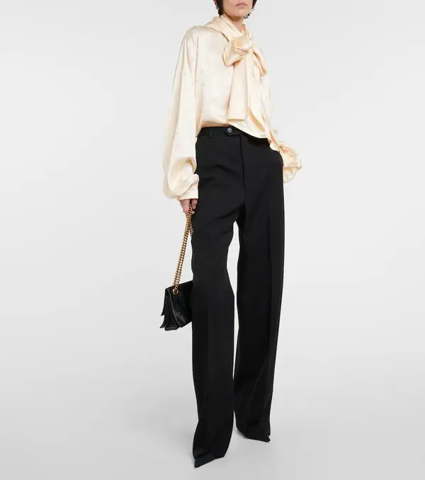 Balenciaga Mid-rise Wool Wide-leg Pants