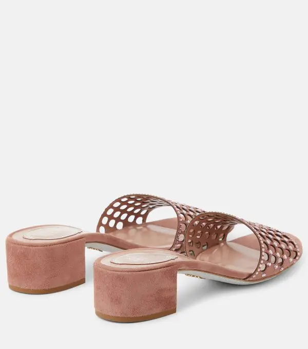 Rene Caovilla Embellished Suede Mules