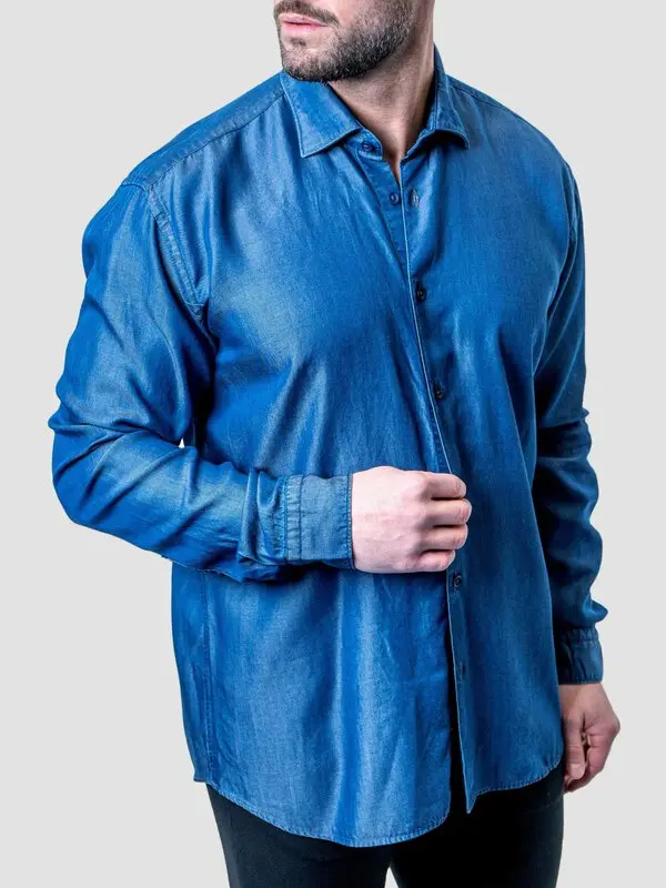 MACEOO Fibonacci Shiny Denim Shirt