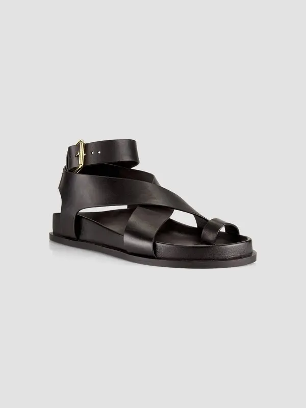 A.emery Jalen Leather Ankle-wrap Sandals - Black