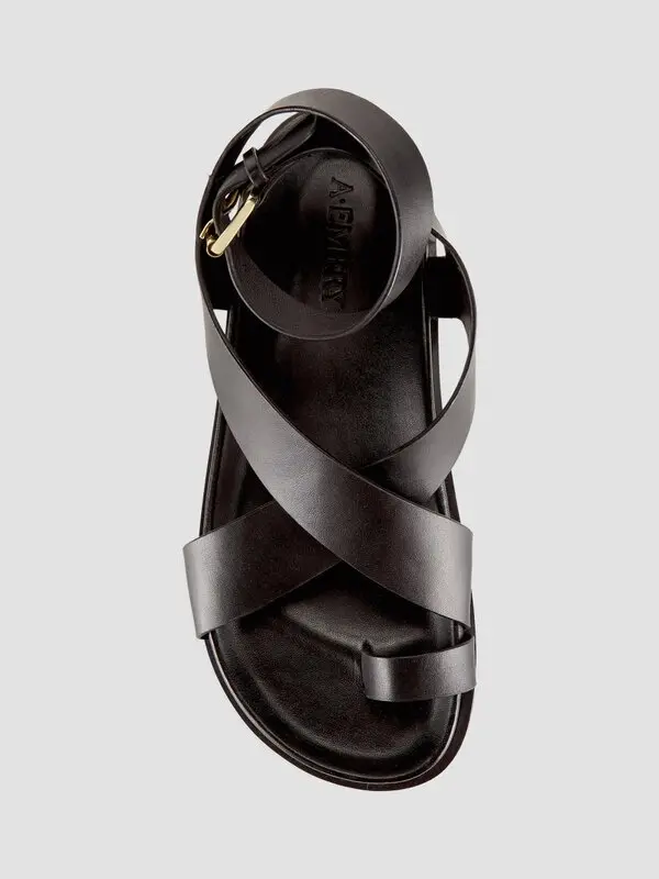 A.emery Jalen Leather Ankle-wrap Sandals - Black