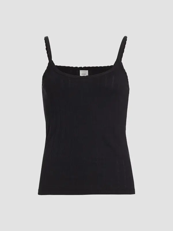 LESET Pointelle-knit Classic Tank - Black