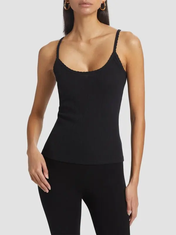 LESET Pointelle-knit Classic Tank - Black