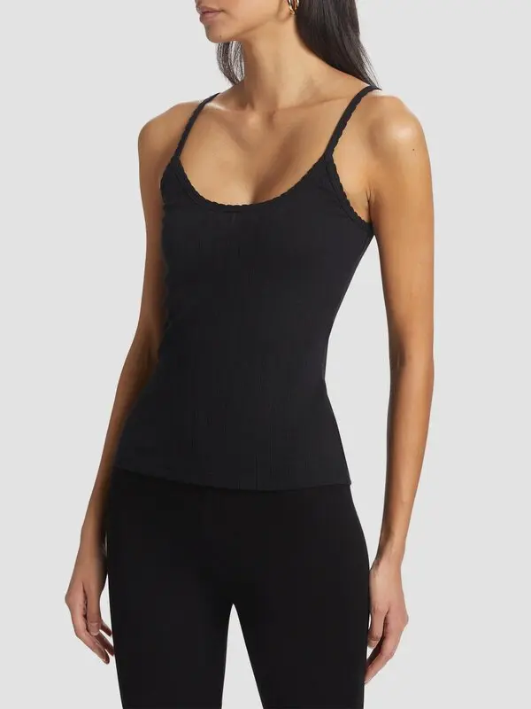 LESET Pointelle-knit Classic Tank - Black