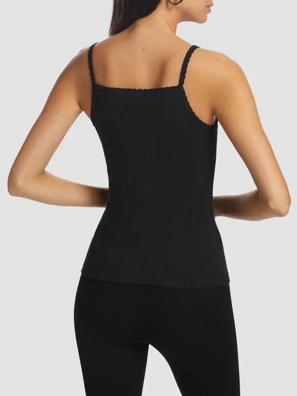 LESET Pointelle-knit Classic Tank - Black