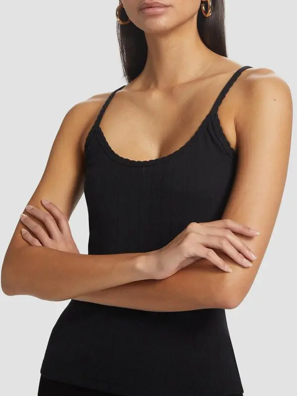 LESET Pointelle-knit Classic Tank - Black