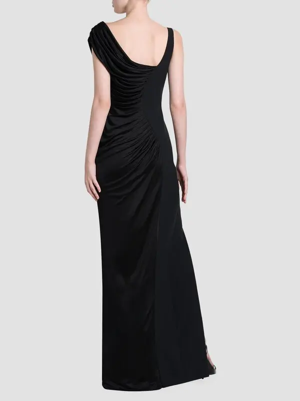 Versace Draped Cowlneck Column Gown - Black