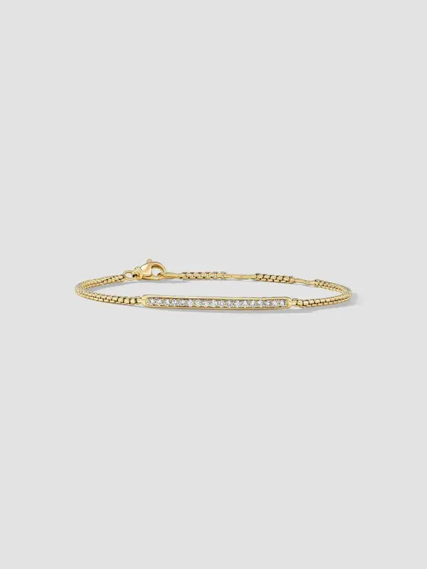 David Yurman Petite Pavé Bar Bracelet In 18k Yellow Gold - Diamond