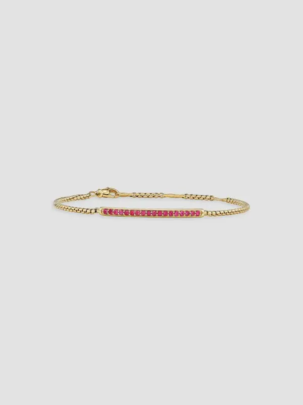 David Yurman Petite Pavé Bar Bracelet In 18k Yellow Gold - Ruby