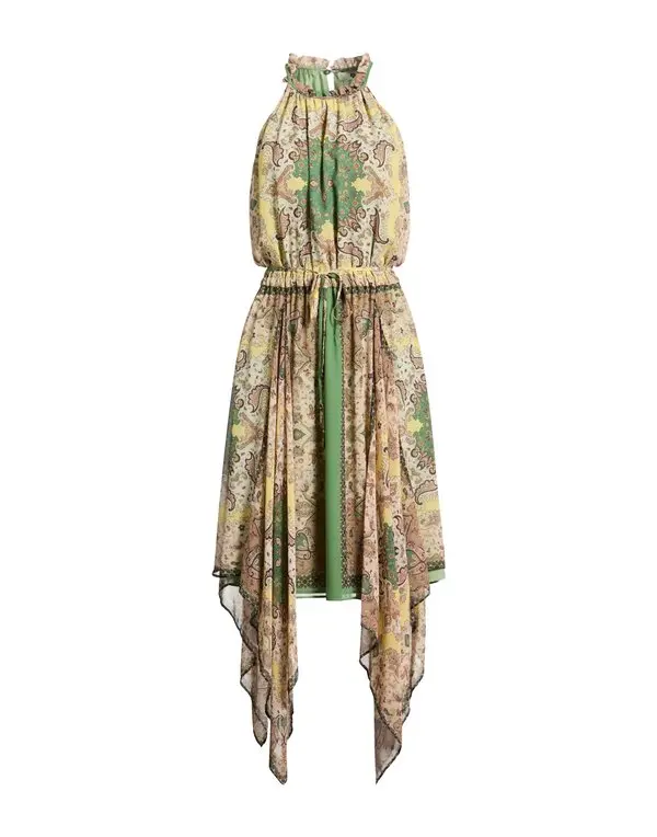 TWINSET Midi Dress With Paisley Print And Asymmetrical Hem - Green