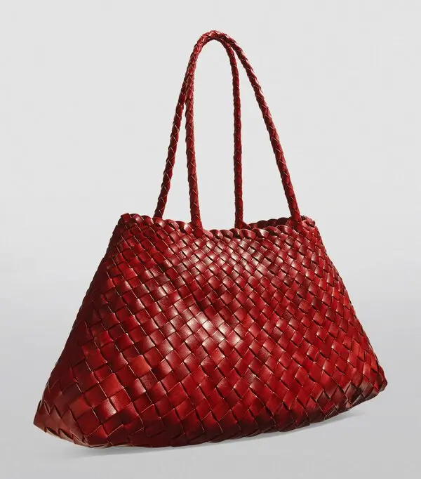 Dragon Diffusion Large Woven Leather Santa Croce Tote Bag - Burgundy