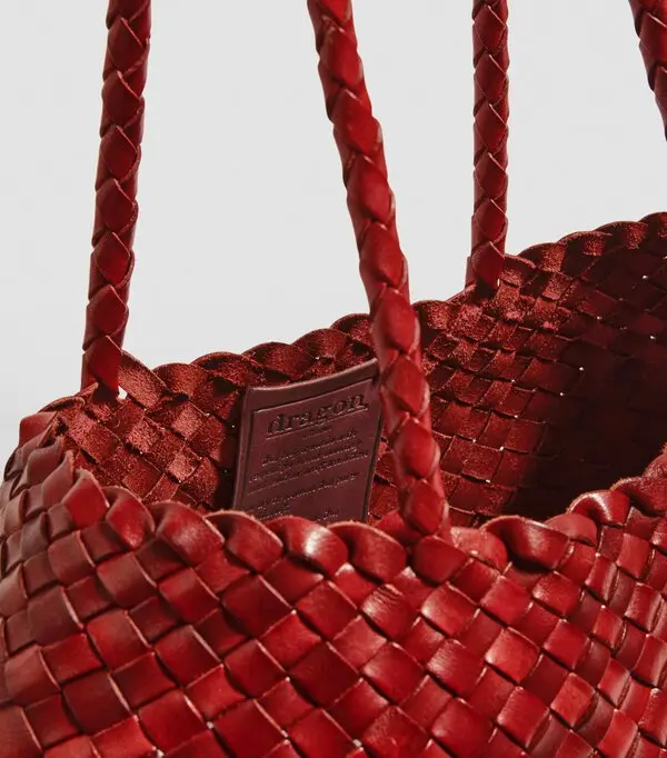 Dragon Diffusion Large Woven Leather Santa Croce Tote Bag - Burgundy