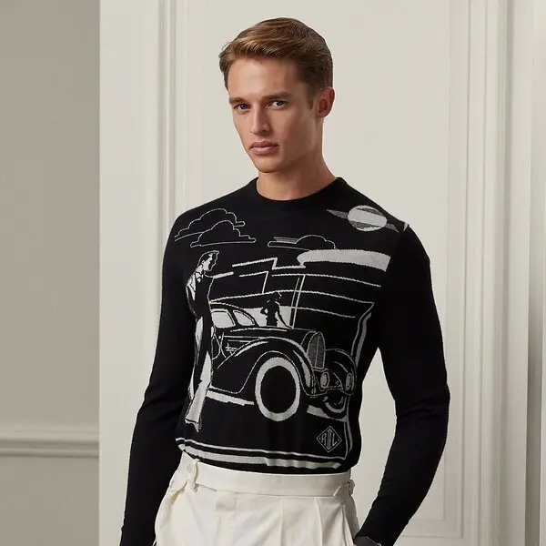 Ralph Lauren Cashmere Graphic Sweater - Black