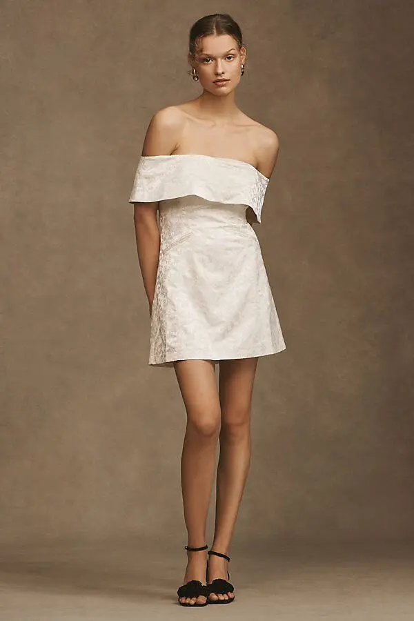 bhldn ingrid off-the-shoulder mini dress BHLDN Ingrid Off-the-Shoulder Mini Dress by BHLDN