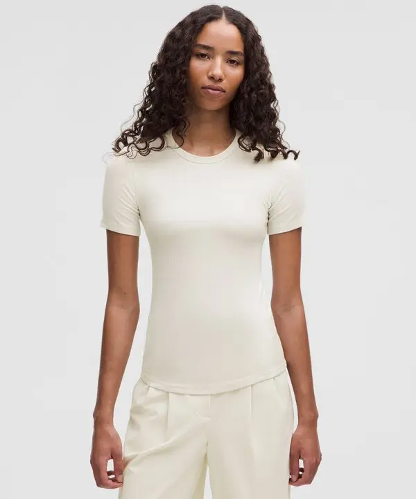 Lululemon Hold Tight Fitted Short-sleeve Shirt - Light Ivory