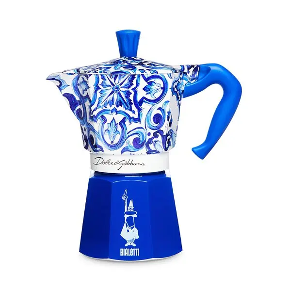 BIALETTI Dolce & Gabbana Moka Coffee Maker, 3-cup - Mediterraeno/blue