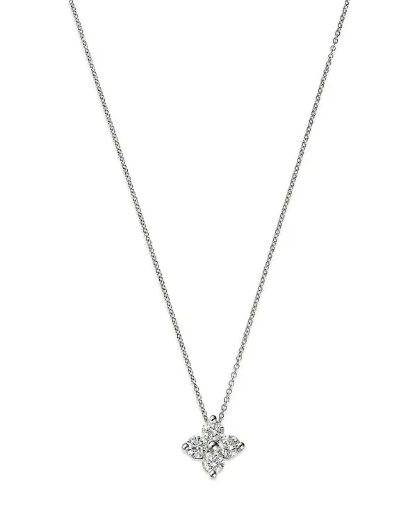 Bloomingdale'S Diamond Flower Pendant Necklace In 14k Gold, 1.0 Tcw - White