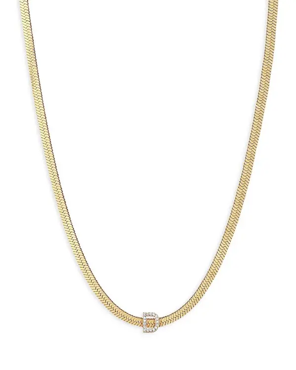 Ettika Initial Herringbone Chain Necklace - D