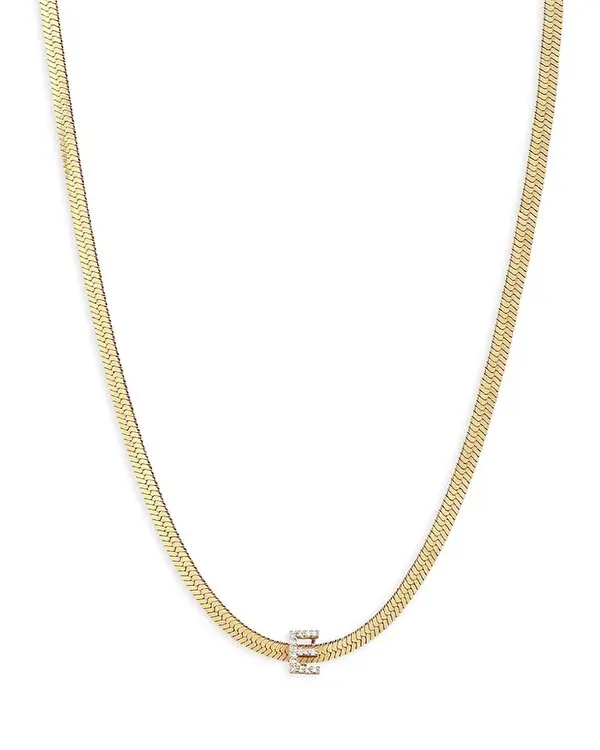 Ettika Initial Herringbone Chain Necklace - E