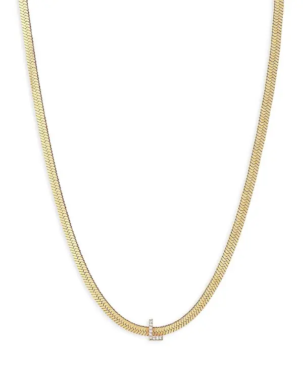 Ettika Initial Herringbone Chain Necklace - L