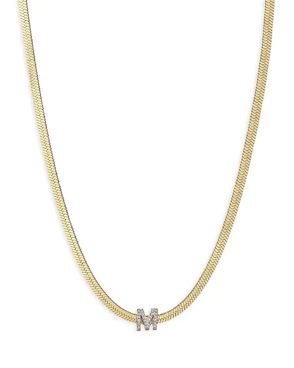 Ettika Initial Herringbone Chain Necklace - M
