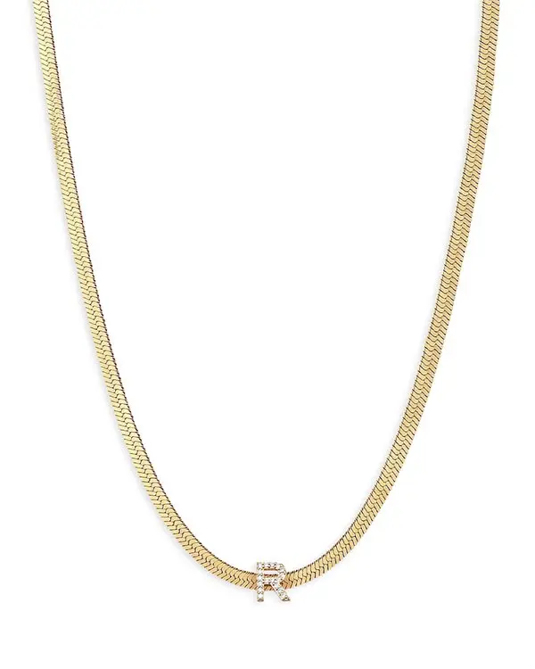 Ettika Initial Herringbone Chain Necklace - R