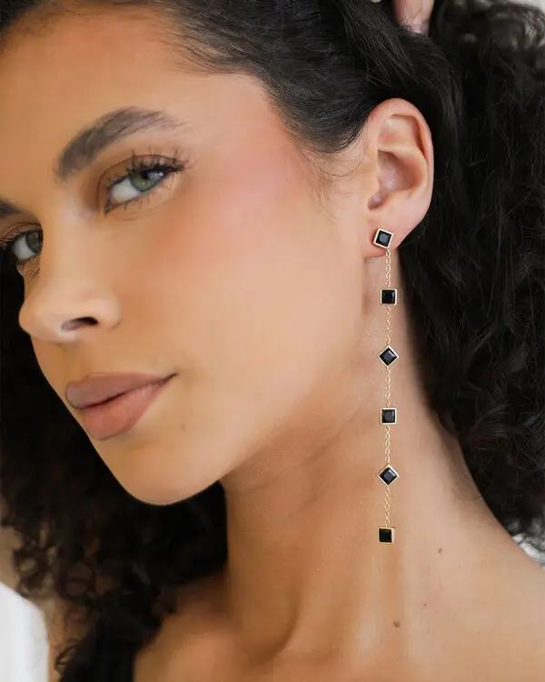 Ettika Geometric Linear Drop Earrings