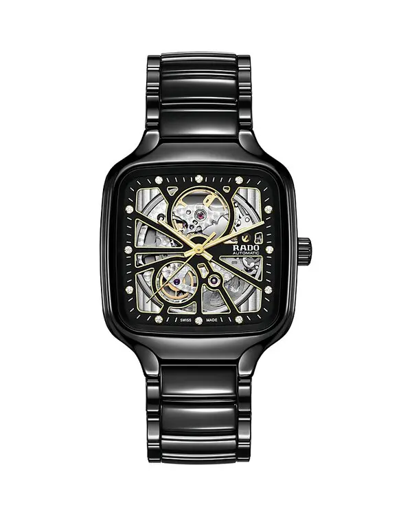 RADO True Square Open Heart Diamond Watch - Gray/black