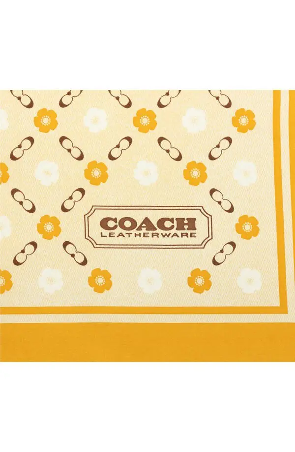 COACH® Tea Rose Logo Print Square Silk Scarf