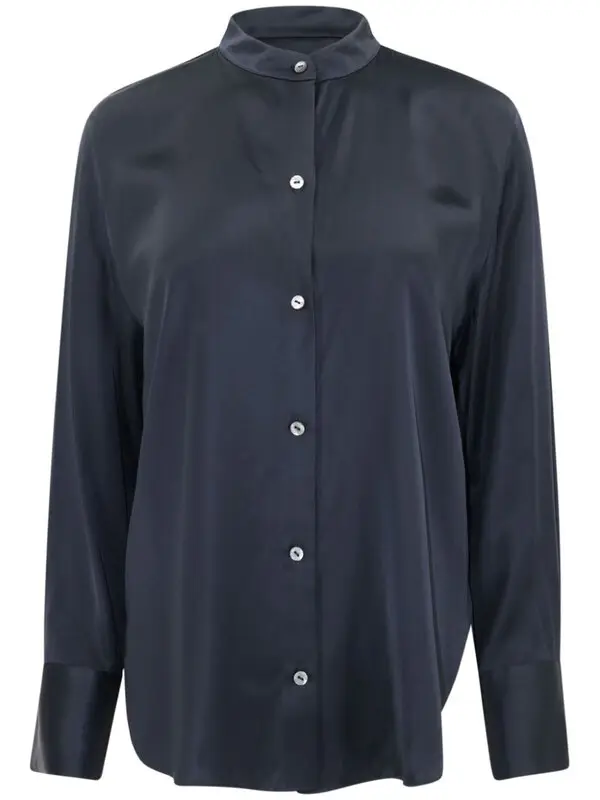 Vince Band-collar Satin Shirt