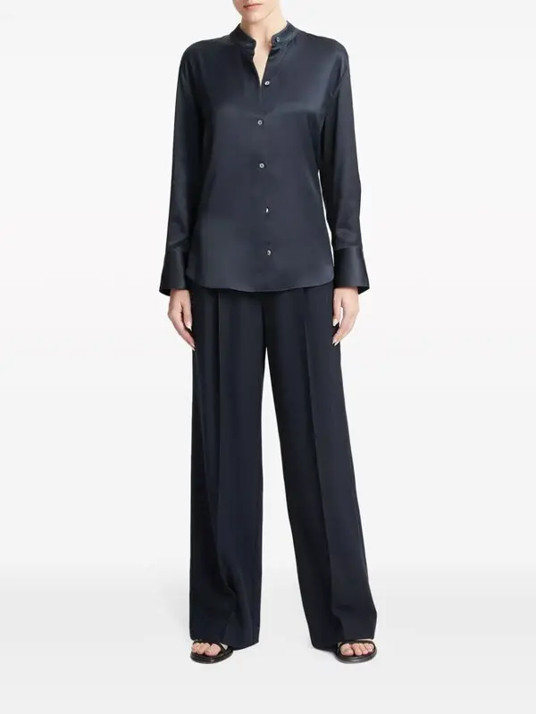 Vince Band-collar Satin Shirt