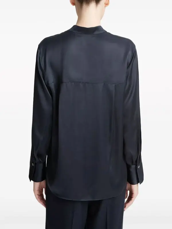 Vince Band-collar Satin Shirt