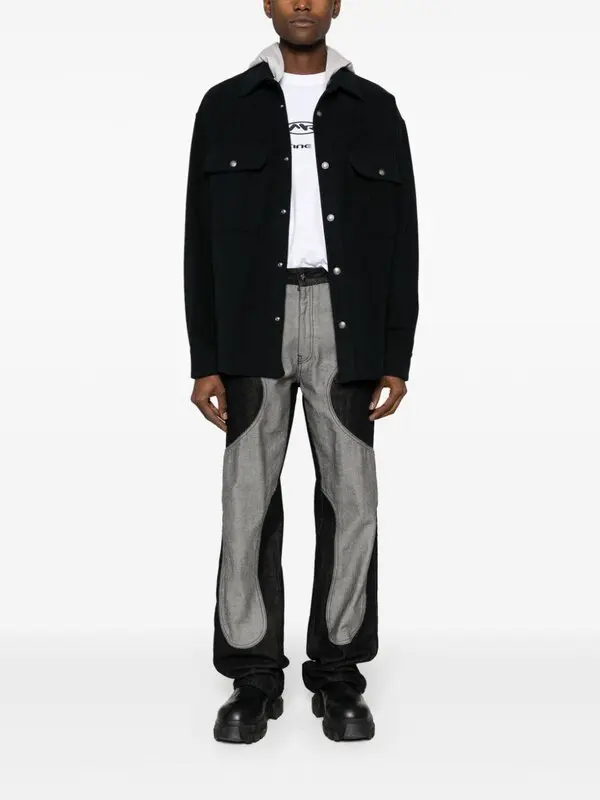 Palm Angels Monogram-print Hooded Overshirt - Black