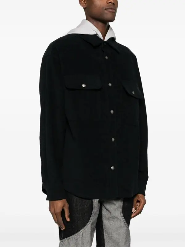 Palm Angels Monogram-print Hooded Overshirt - Black