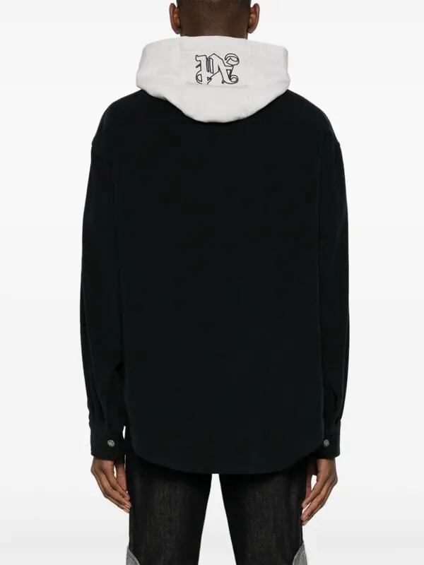 Palm Angels Monogram-print Hooded Overshirt - Black
